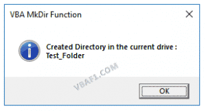 VBA MkDir Function in Excel | Explained Syntax Examples | VBAF1.COM