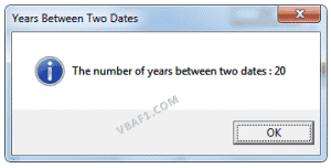 Calculate Years Between two Dates in Excel VBA | VBAF1.COM