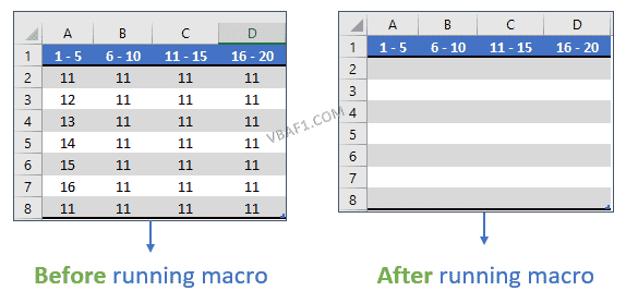 VBA Clear Table Content Tutorial Examples Instructions VBAF1 COM