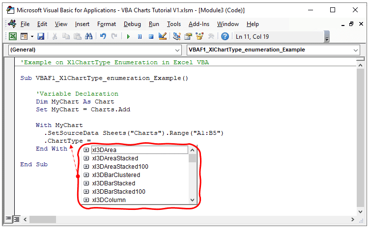 Set Chart XlChartType Enumeration Values In Excel VBA VBAF1