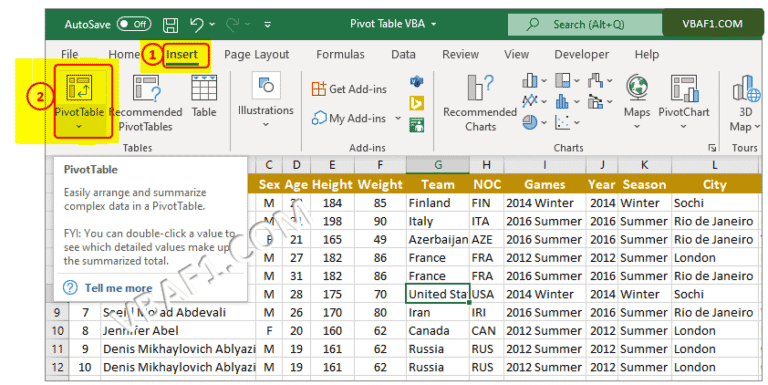 Excel Pivot Table Tutorial | Step by Step Instructions & Examples | VBAF1