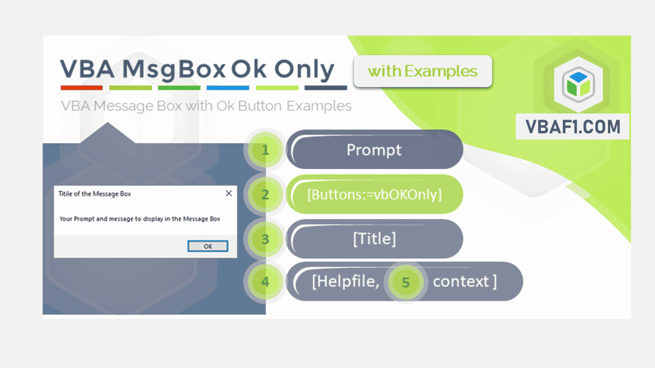 VBA MsgBox Ok Only VbOKOnly Button VBAF1 COM